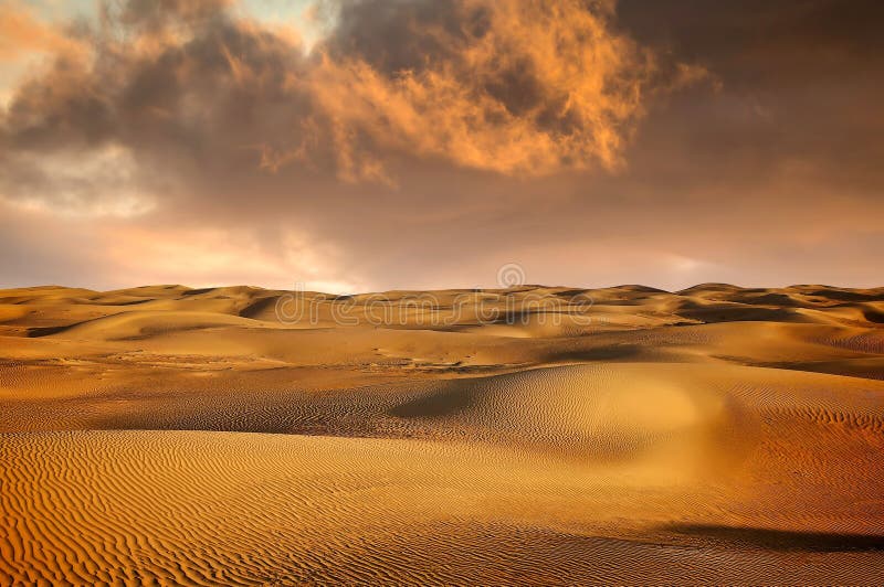 Beautiful Sunset Atmosphere in the Desert, Sahara Stock Image - Image ...