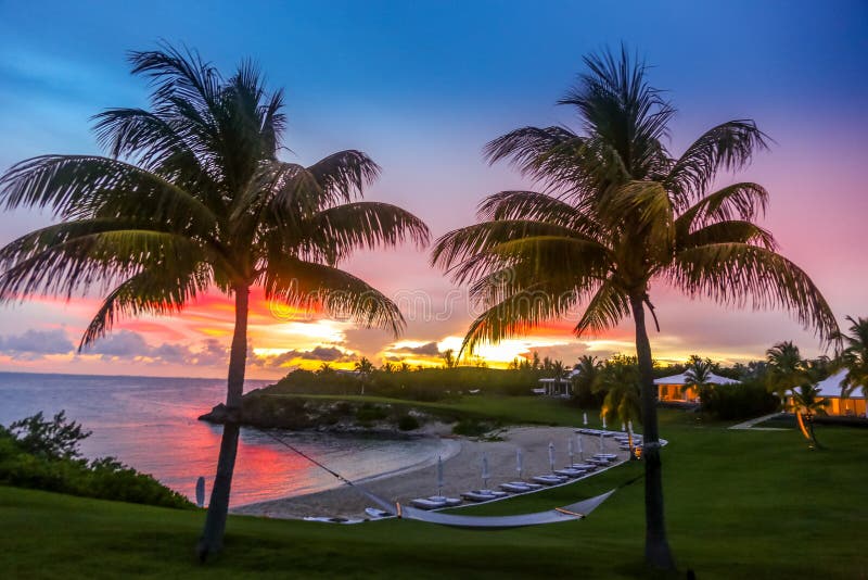 A Beautiful Sunset at the Bahamas Stock Image - Image of black, beach: 178016239