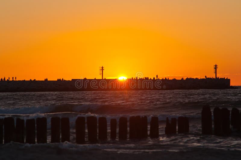 Beautiful Sunset at Baltic Beach in Poland Stock Image - Image of relax ...
