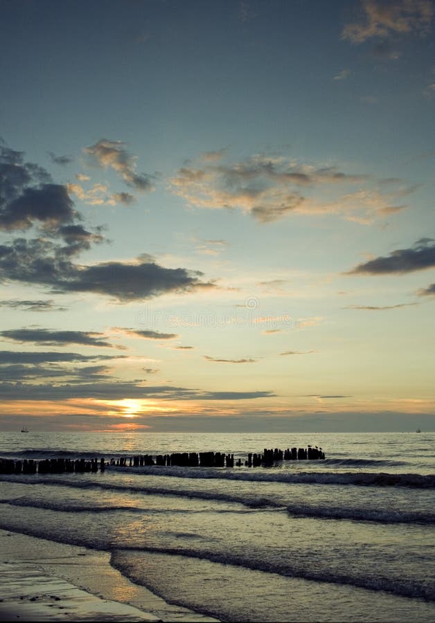 Beautiful Sunset at Baltic Sea Stock Image - Image of season, beach ...