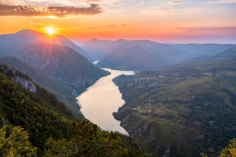 Beautiful Sunset at the Banjska Stena Viewpoint Stock Photo - Image of ...