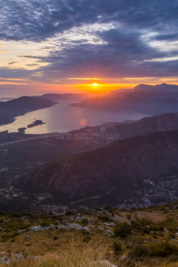 Beautiful Sunset In The Bay Of Kotor, Montenegro Stock Photo - Image of ...
