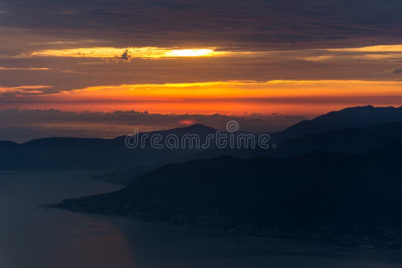 Beautiful Sunset in the Bay of Kotor, Montenegro Stock Photo - Image of ...
