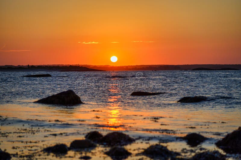 Beautiful Sunset at the Beach, Connecticut Stock Photo - Image of ...