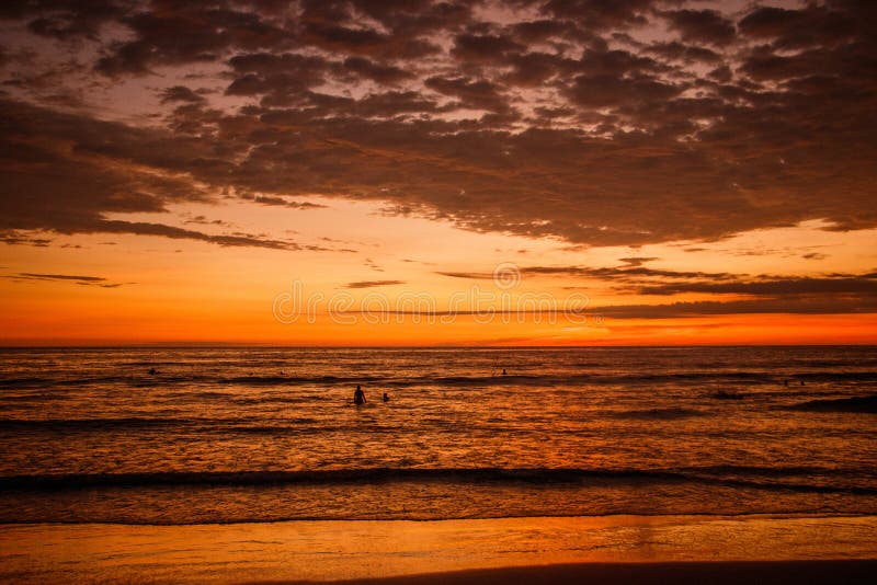 The Beautiful Sunset on the Beach of Ecuador Stock Image - Image of ...