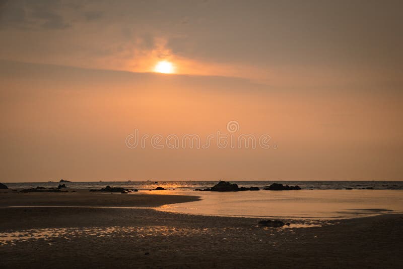 Beautiful Sunset on the Beach in Goa Stock Image - Image of coral ...