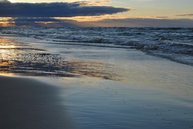 Beautiful Sunset on a Beach in Jurmala, Latvia. Stock Image - Image of ...