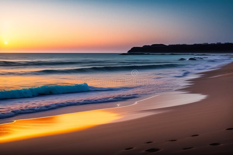Beautiful Sunset at the Beach. Long Exposure Stock Illustration ...