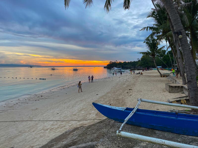 Beautiful Sunset on the Beach Editorial Photo - Image of walkway, water ...