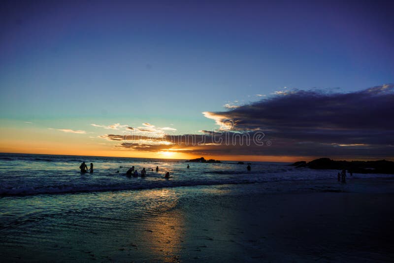 Romantic Sunset on an Empty Beach Stock Image - Image of calm, city ...