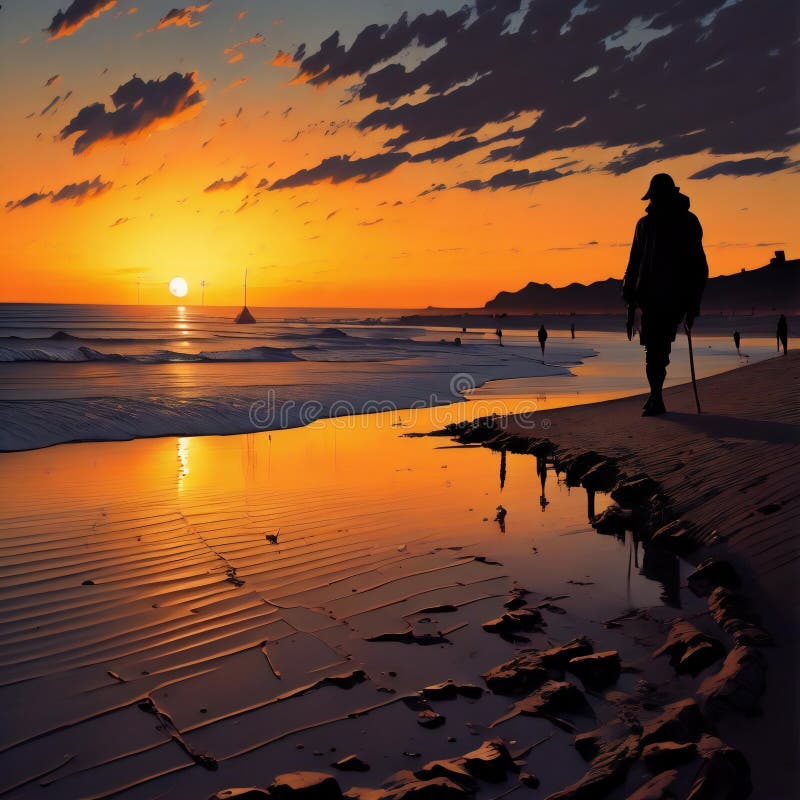 Beautiful Sunset on the Beach with Reflection in the Water. Beautiful ...