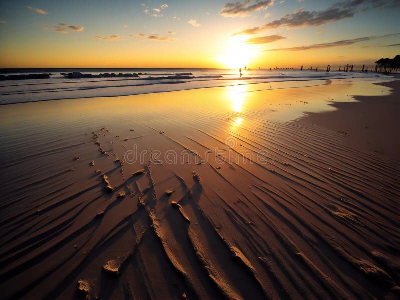Beautiful Sunset on the Beach with Reflection in the Water. Beautiful ...