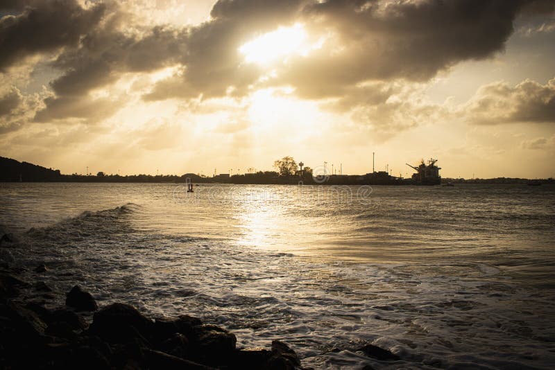 Beautiful Sunset of Beach View in the South of Thailand Stock Image ...