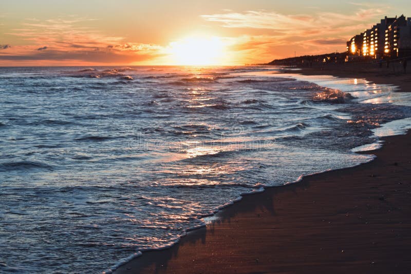 Sunset at Beachfront with Nature Rocks Stock Image - Image of bridge ...