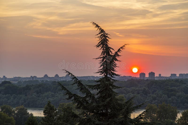 Beautiful Sunset in Belgrade, Serbia Stock Image - Image of castle ...