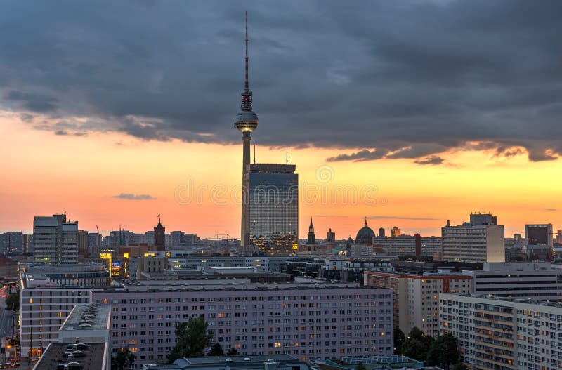 Sunset in Berlin, Traine Bridge Stock Image - Image of ...