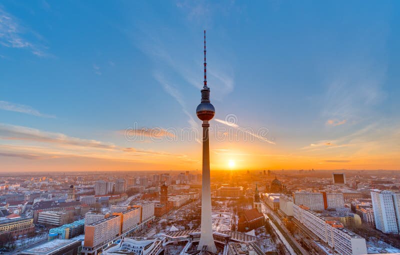 Beautiful sunset in Berlin stock photo. Image of german - 65177790