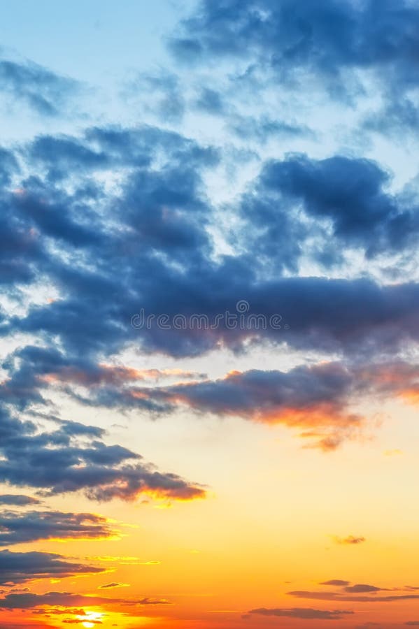 Beautiful Sunset, Bright Clouds in the Sky Stock Image - Image of ...
