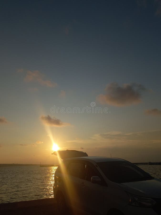 Beautiful Sunset with Car in Wakatobi Indonesia Stock Image - Image of ...
