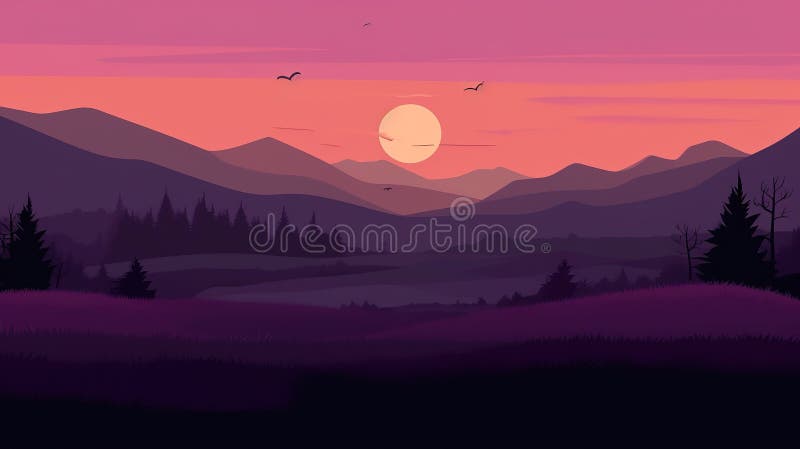 A Beautiful Sunset Cartoon Illustration, Ai Generated Image Stock ...