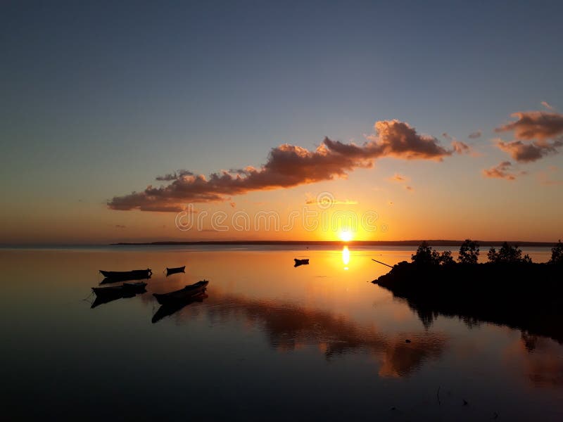 The Beautiful Sunset Closes the Morning and Starts the Night Stock ...