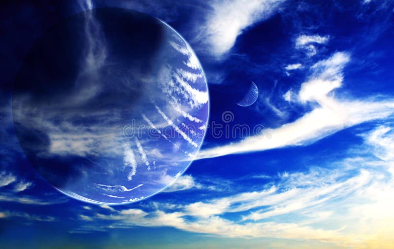Beautiful Sunset, Cloud and Planet Stock Illustration - Illustration of ...