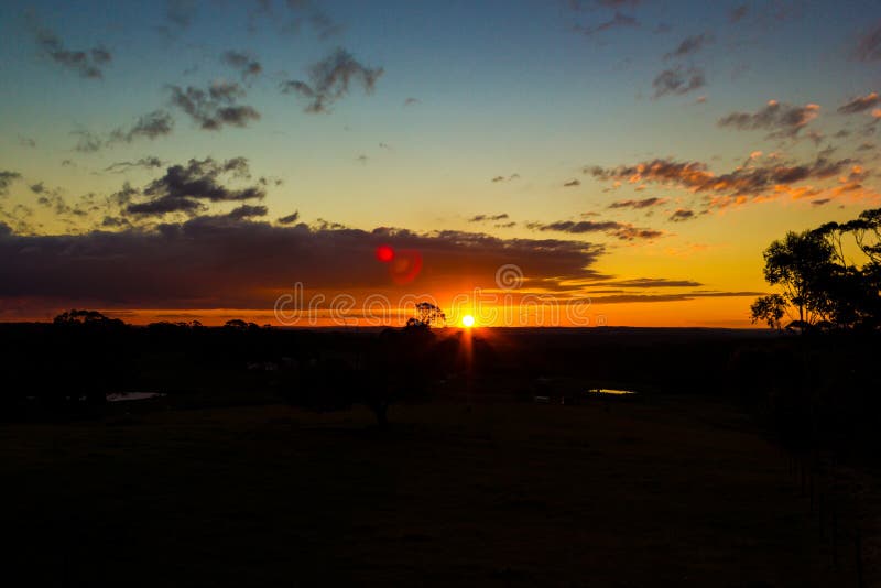 Beautiful Sunset with Clouds Above the Australian Outback Stock Image ...