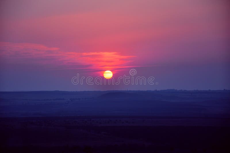 Beautiful Sunset with Clouds Over the Plain in Summer Stock Photo ...