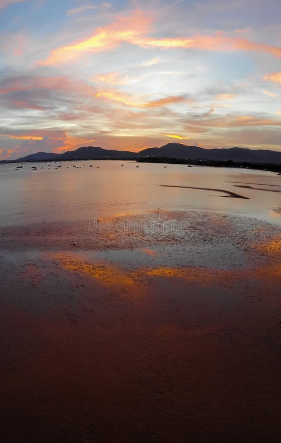 Beautiful Sunset Clouds Sea Beach Aerial View Stock Image - Image of ...