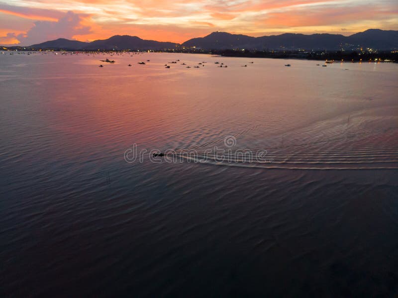 Beautiful Sunset Clouds Sea Beach Aerial View Stock Photo - Image of ...