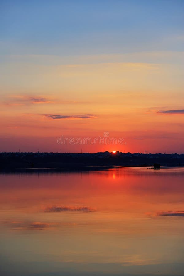 Beautiful Sunset with Clouds in the Foreground. Vertical Stock Photo ...