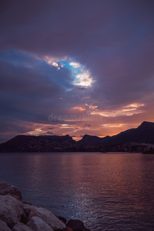Beautiful Sunset on the Coast of Spain Stock Photo - Image of stone ...