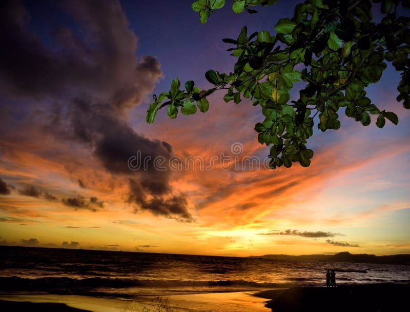 Beautiful Sunset on the Coast of Sukabumi, West Java, Indonesia Stock ...