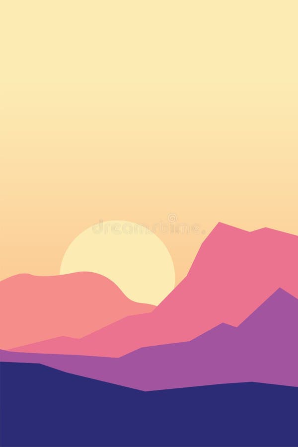 A Beautiful Sunset in Colorful Mountains Landscape Stock Vector ...