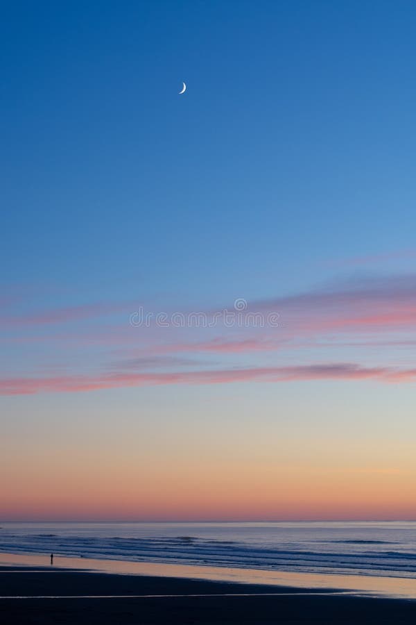 Sunset with Moon stock photo. Image of coastal, moonlight - 144820306