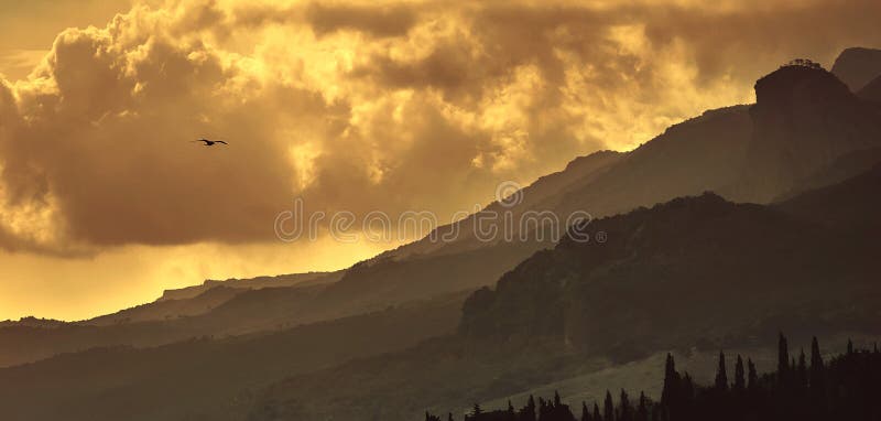 Beautiful Sunset Colors Over the Mountains. Dramatic Mountain Landscape ...
