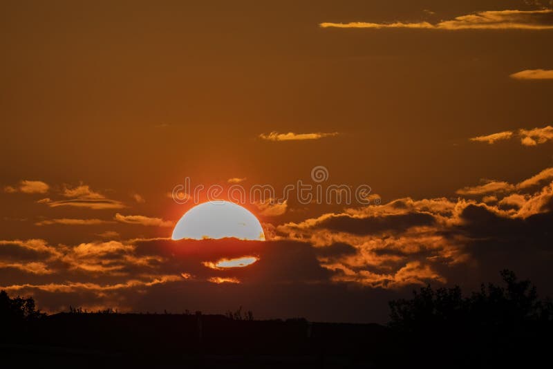 Beautiful Sunset Colours with Tree Silhouette Stock Photo - Image of ...
