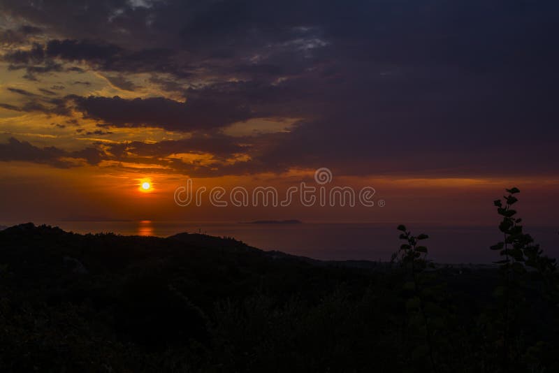 Beautiful Sunset at Corfu, Greece Stock Image - Image of summer, corfu ...