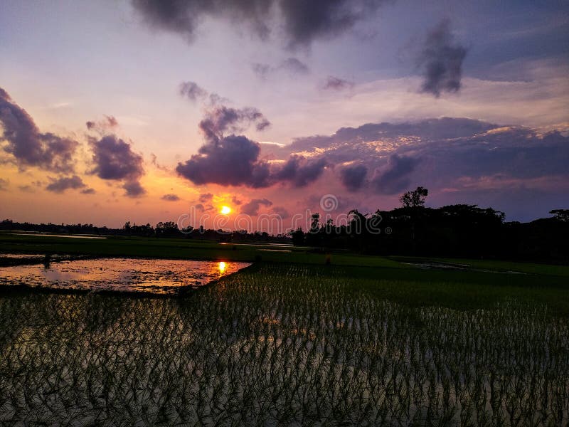 Beautiful Sunset in Countryside. Stock Image - Image of scenic, clouds ...