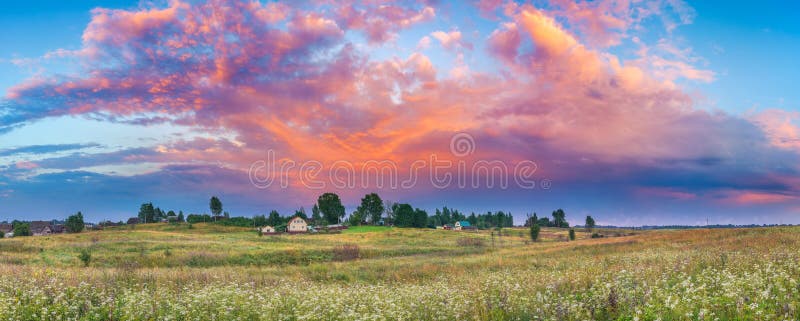 Sunset in countryside stock image. Image of cloudscape - 32462537