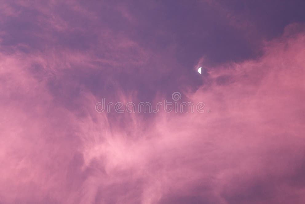 Beautiful Sunset and Crescent Stock Image - Image of blue, sundown ...