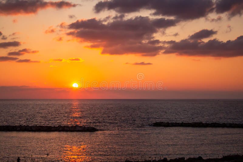 Beautiful sunset in cyprus stock image. Image of landscape - 162604967