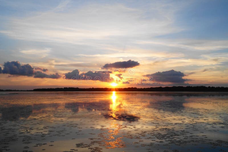Beautiful Sunset in the Danube Delta Stock Image - Image of twilight ...