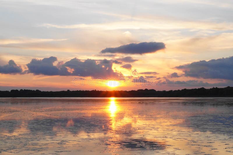 Beautiful Sunset in the Danube Delta Stock Image - Image of romania ...