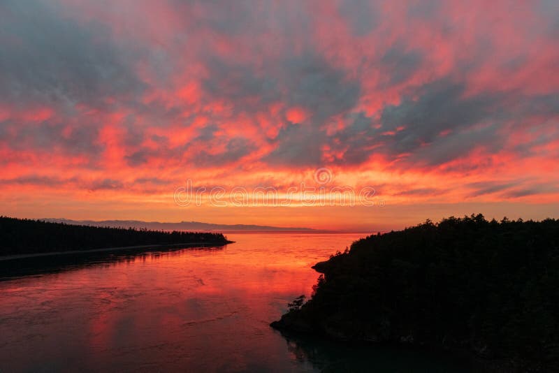 Beautiful Sunset, Deception Pass State Park Stock Photo - Image of ...