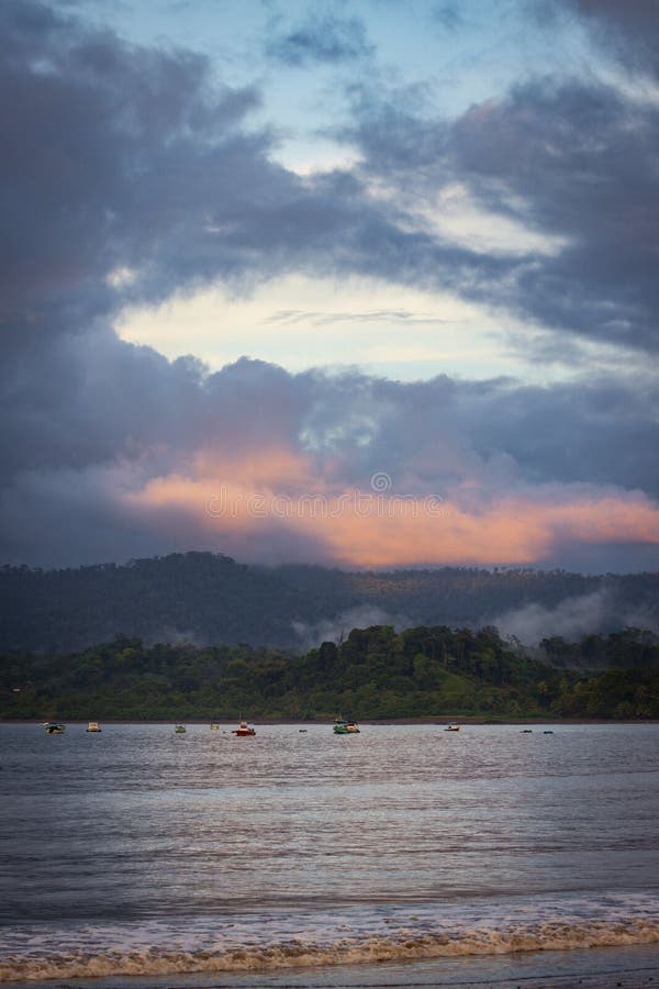 Beautiful Sunset in Drake Bay (Costa Rica) Stock Photo - Image of water ...