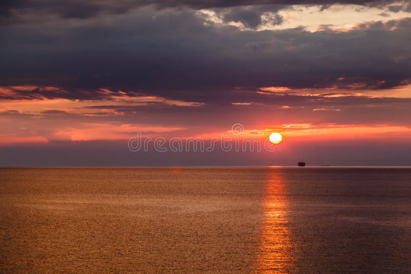 Beautiful Sunset and Dramatic Red Sky Near Genoa Stock Image - Image of ...