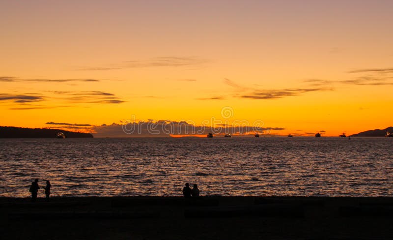 Beautiful Sunset on English Bay Stock Photo - Image of canada, beach ...