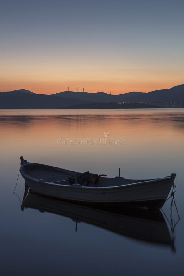 Beautiful Sunset with Fishing Boat Stock Image - Image of silhouette ...