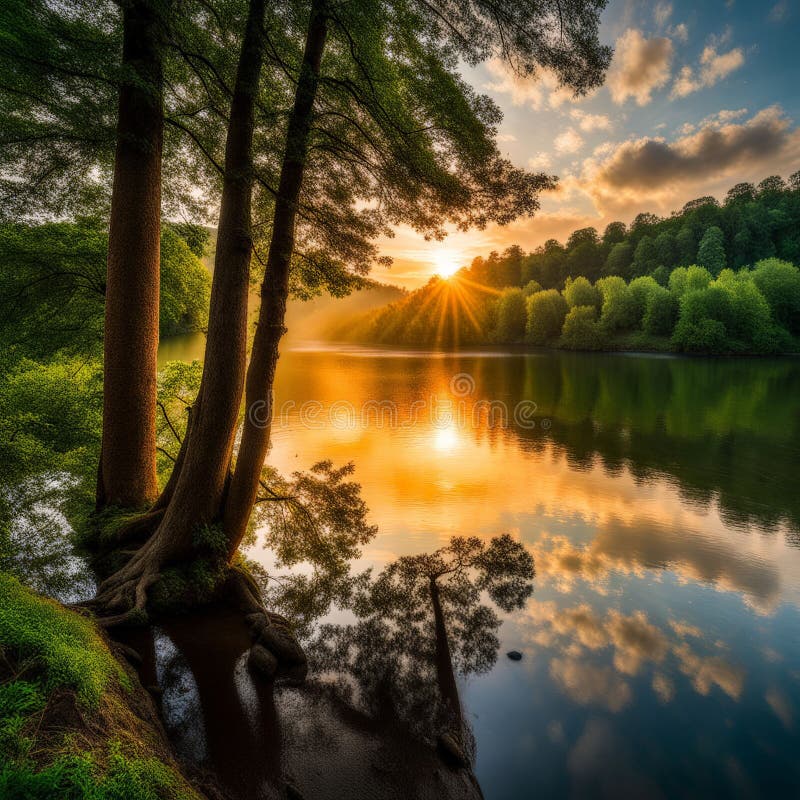 Beautiful Sunset in the Forest Stock Image - Image of park, clouds: 364704351